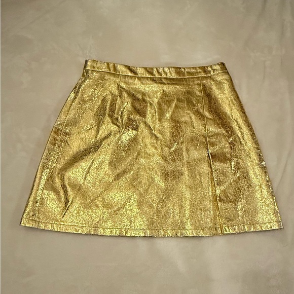 Lili Sidonio | Skirts | Lili Sidino Gold Metallic Faux Leather Mini ...